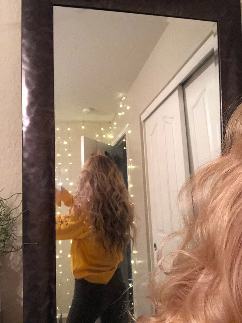 Mirror Reflections and String Lights - Hair Shoot